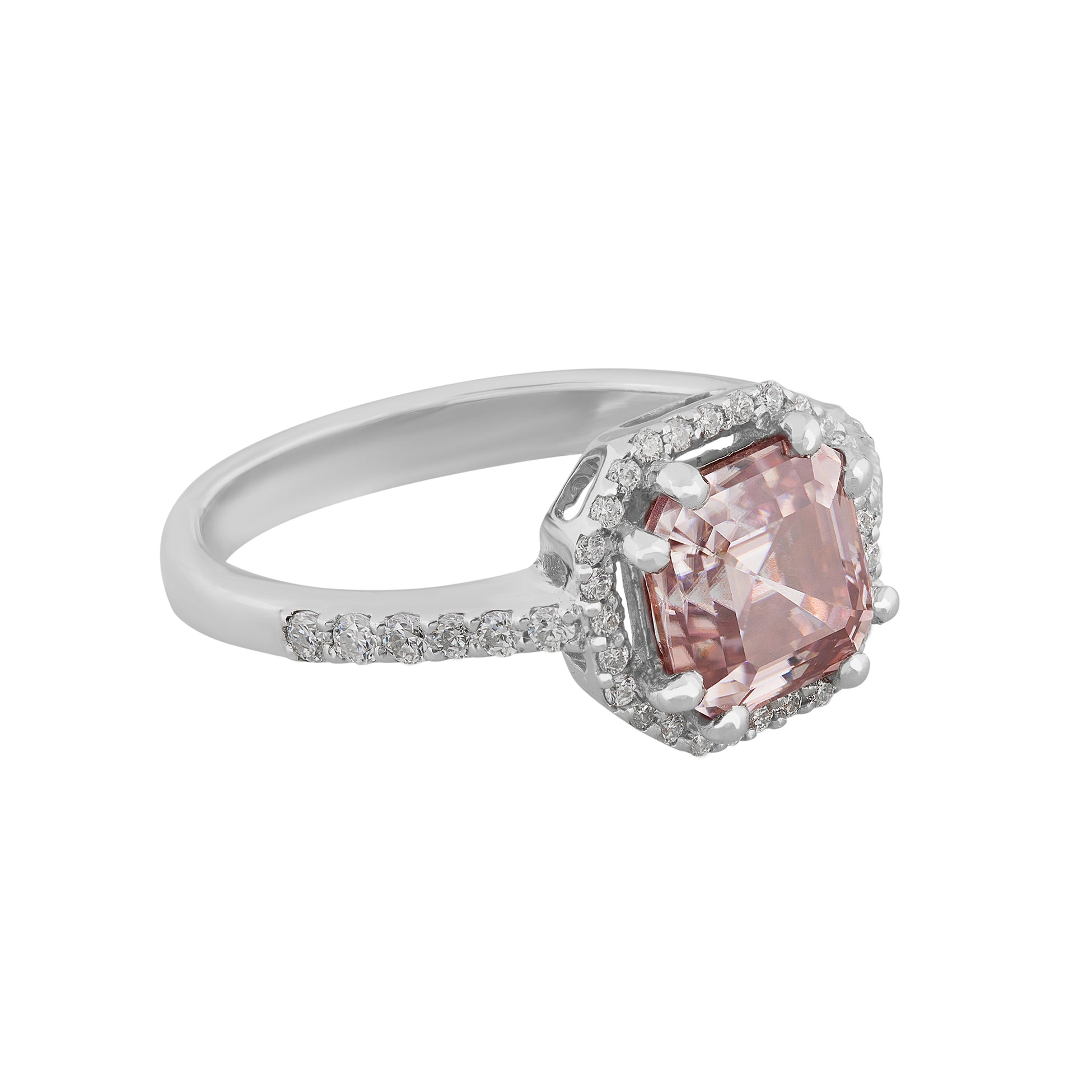Buy moissanite engagement rings ! pink moissanite ring - Anemoii